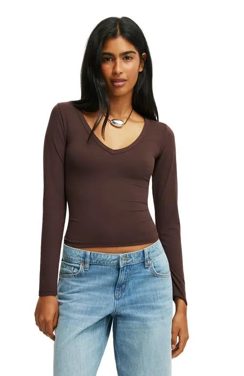 COTTON ON Hold Me V Neck Long Sleeve