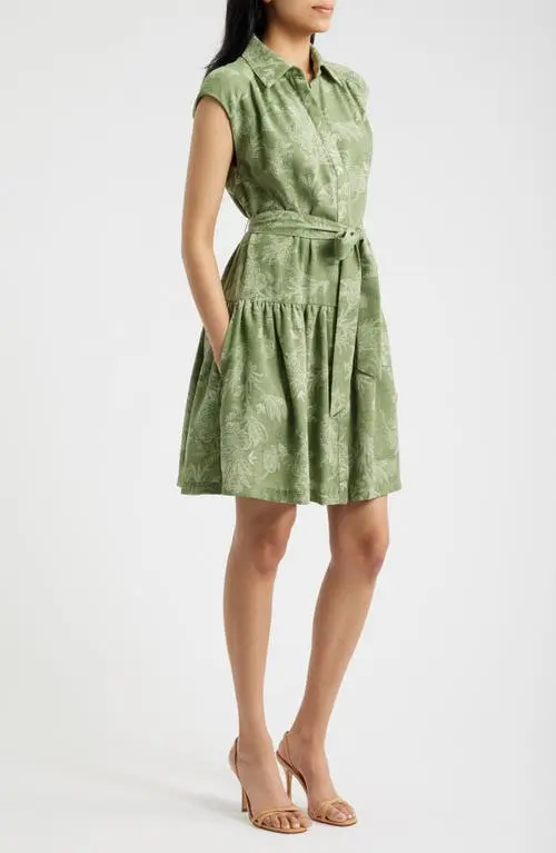 Julia Jordan Floral Cap Sleeve Shirt Dress