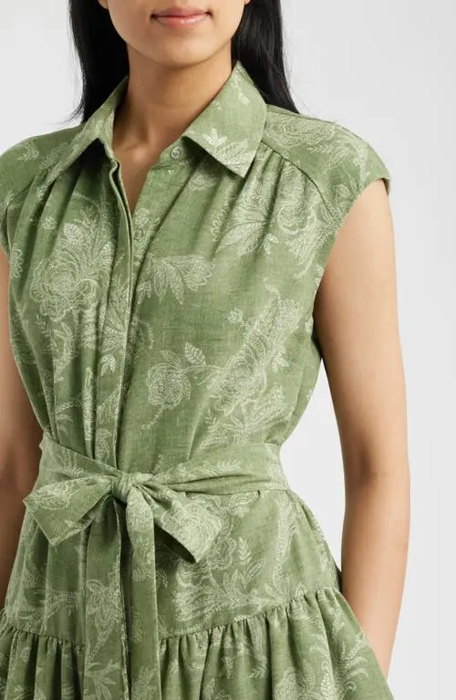 Julia Jordan Floral Cap Sleeve Shirt Dress