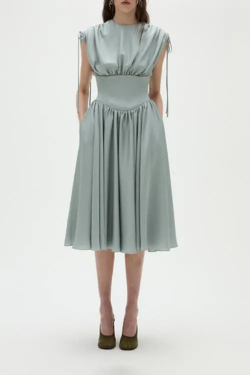 Amsale Hammered Satin Corset Dress