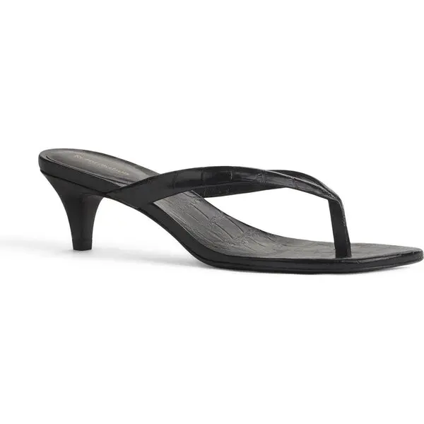 REFORMATION Amelia Croc Embossed Leather Heeled Thong Sandal