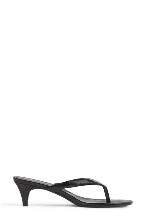 REFORMATION Amelia Croc Embossed Leather Heeled Thong Sandal