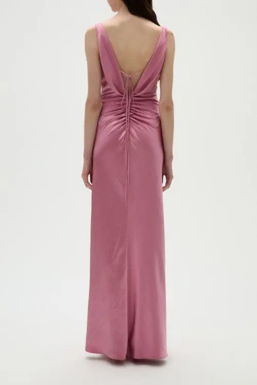 Amsale Satin Draped Gown