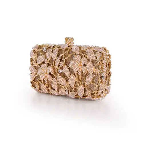 Badgley Mischka Adelaide Floral Vine Pearl And Crystal Beaded Minaudiere