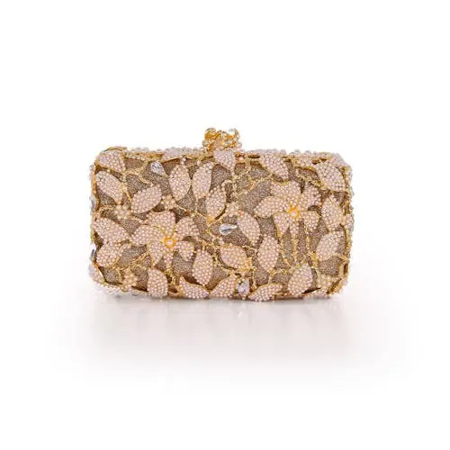 Badgley Mischka Adelaide Floral Vine Pearl And Crystal Beaded Minaudiere