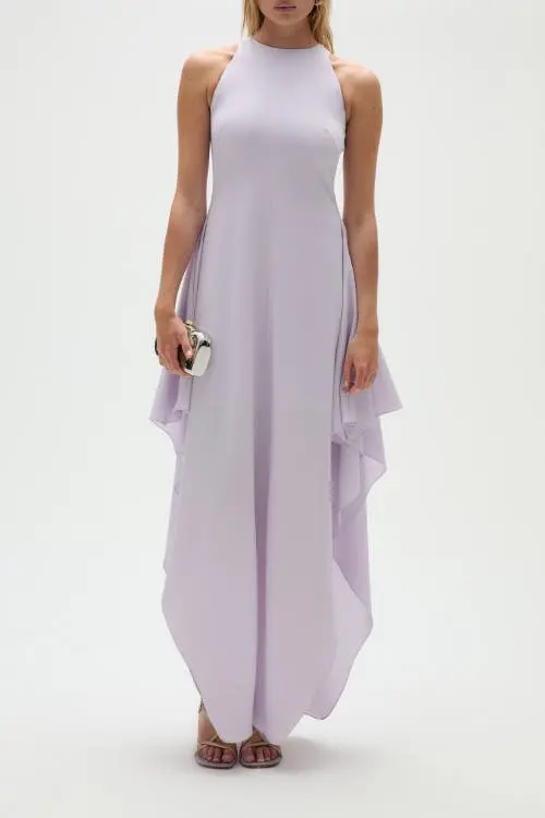 Amsale Pebble Crepe Halter Dress