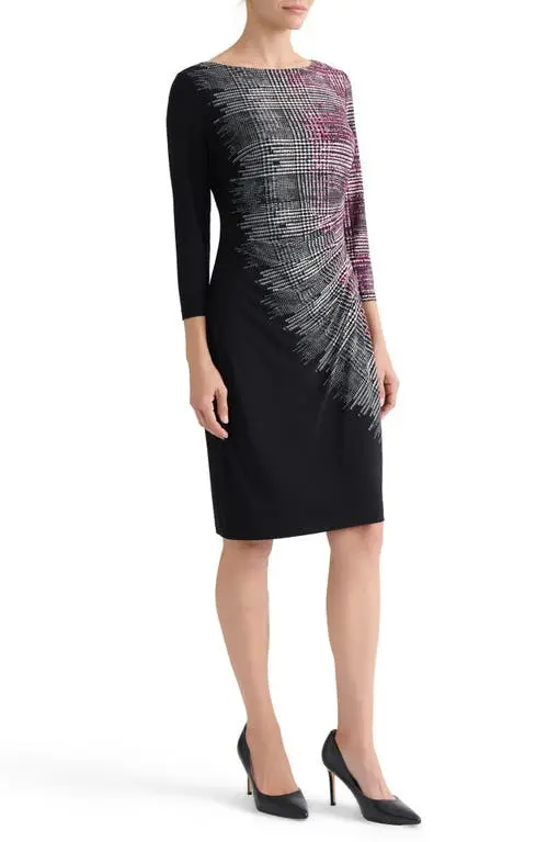 KASPER Houndstooth Print Sheath Dress