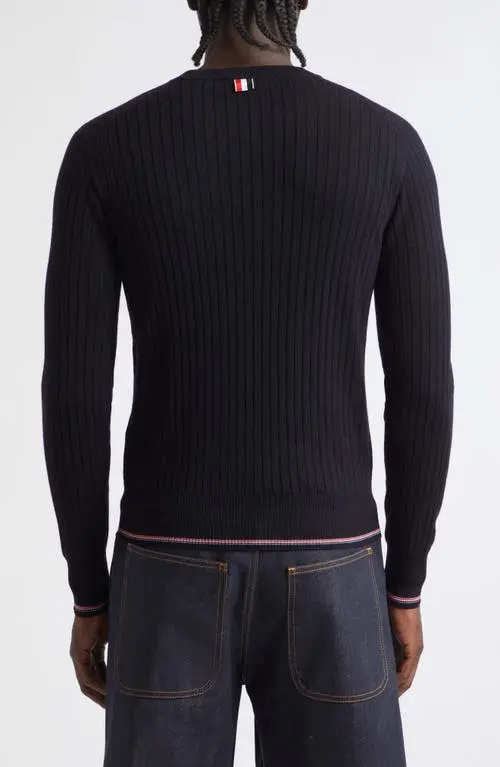 Thom Browne Tipped Wool Blend Rib Sweater