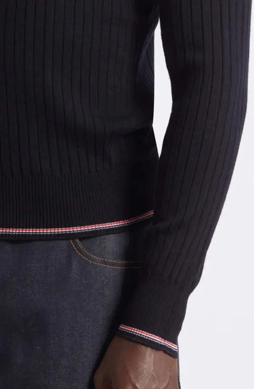 Thom Browne Tipped Wool Blend Rib Sweater