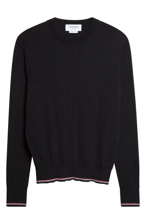 Thom Browne Tipped Wool Blend Rib Sweater