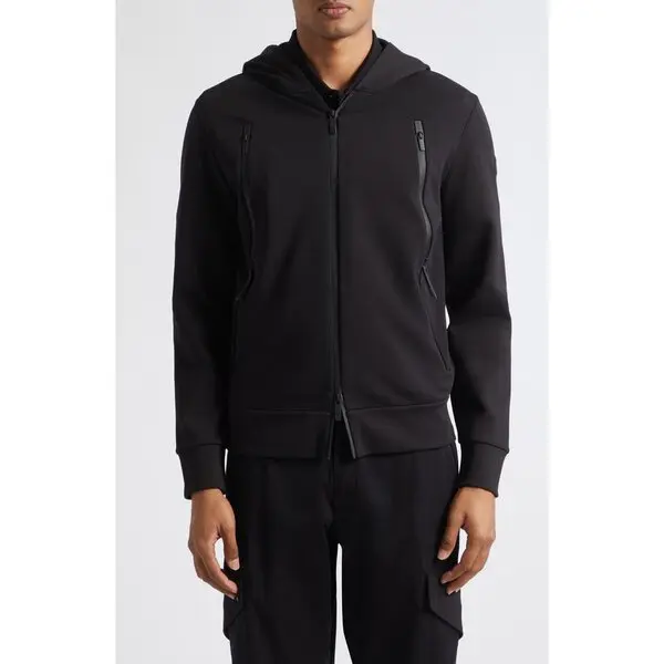 Moncler Cotton Blend Zip-up Hoodie - Black