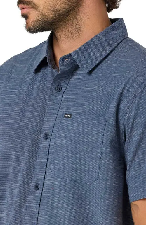 O'Neill Upf Slub Short Sleeve Button Up Shirt - Navy
