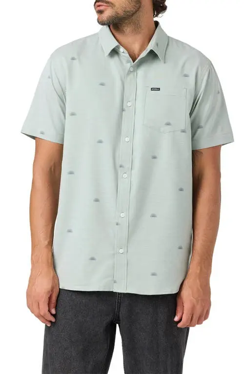 O'Neill Light Check Geo Standard Fit Short Sleeve Stretch Button-up Shirt - Sage