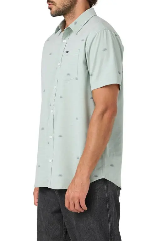 O'Neill Light Check Geo Standard Fit Short Sleeve Stretch Button-up Shirt - Sage