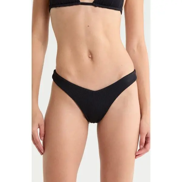 KULANI KINIS Y-cut Thong Bikini Bottoms - Pitch Black