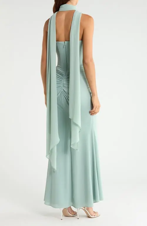 House Of Cb Portia Strapless Cocktail Dress With Slit And Ruching - Jade