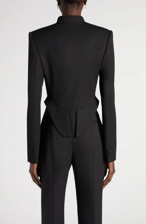 Alexander McQueen Beaded Floral Hook & Eye Wool Jacket