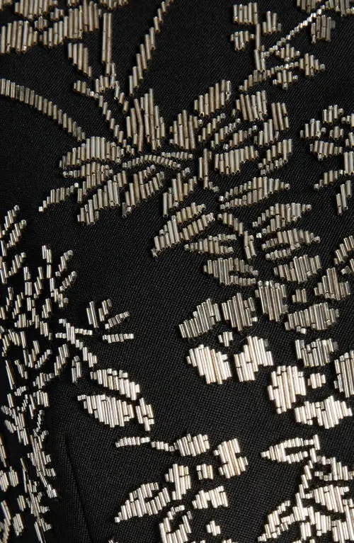 Alexander McQueen Beaded Floral Hook & Eye Wool Jacket