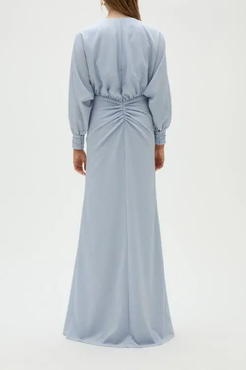 Amsale Pebble Crepe Gathered Gown - Ice