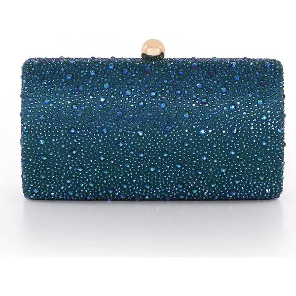 Badgley Mischka Fern Crystal Minaudière - Teal