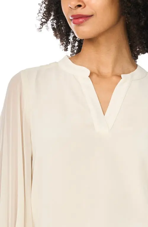 Vince Camuto Ruffle Cuff Split Neck Top