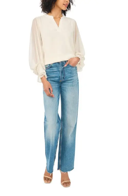 Vince Camuto Ruffle Cuff Split Neck Top