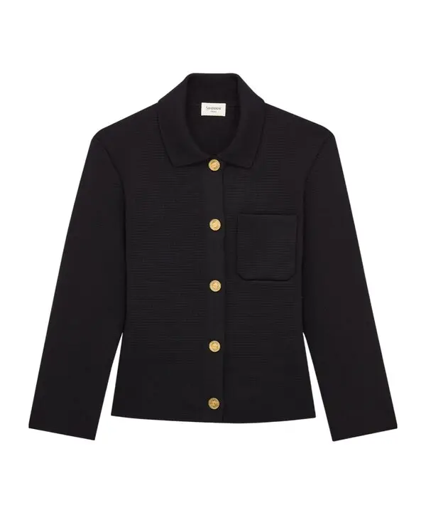 Saint Laurent Button-up Polo Cardigan - Black