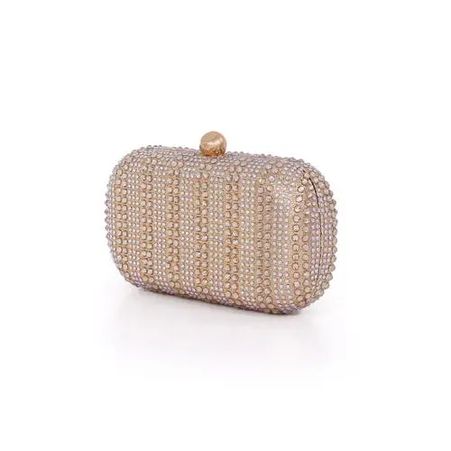Badgley Mischka Harlow Crystal Minaudière - Gold