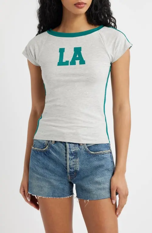 VINYL ICONS Off-the-shoulder Graphic Ringer T-shirt