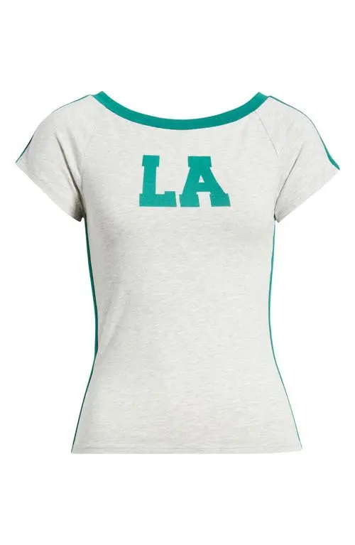 VINYL ICONS Off-the-shoulder Graphic Ringer T-shirt