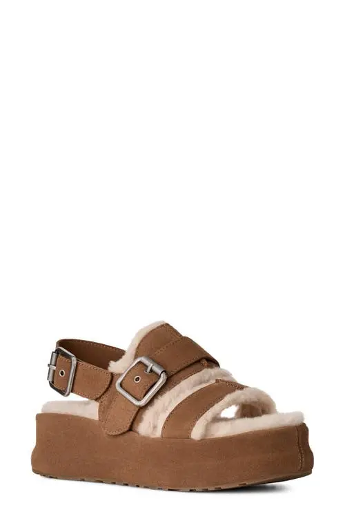 UGG Enwrap Genuine Shearling Lined Slingback Sandal - Chestnut