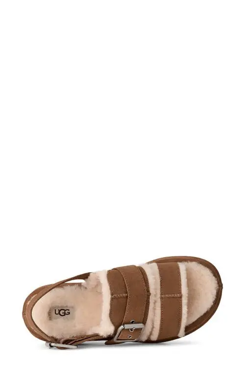 UGG Enwrap Genuine Shearling Lined Slingback Sandal - Chestnut