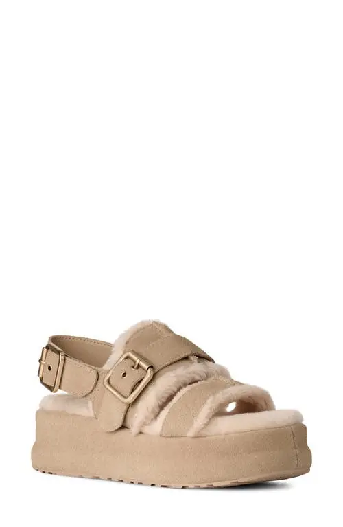 UGG Enwrap Genuine Shearling Lined Slingback Sandal - Mustard Seed