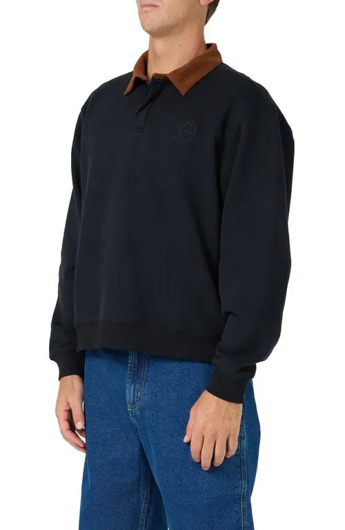 O'Neill Og Long Sleeve Fleece Rugby Shirt - Black