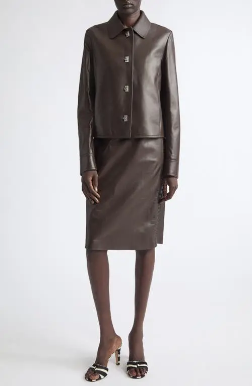 FERRAGAMO Boxy Lambskin Leather Jacket With Gancio Turnlock Closures