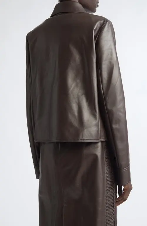 FERRAGAMO Boxy Lambskin Leather Jacket With Gancio Turnlock Closures