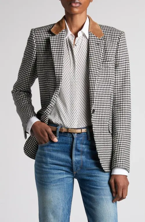 TOM FORD Cashmere Houndstooth Boyfriend Jacket - Black/white