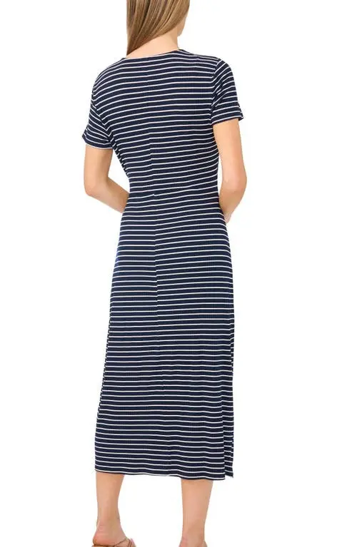 Halogen Side Tie Striped Midi Dress