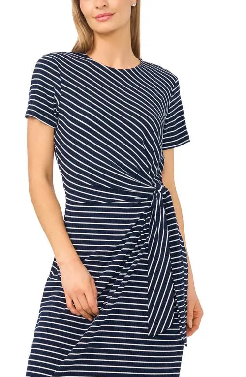 Halogen Side Tie Striped Midi Dress