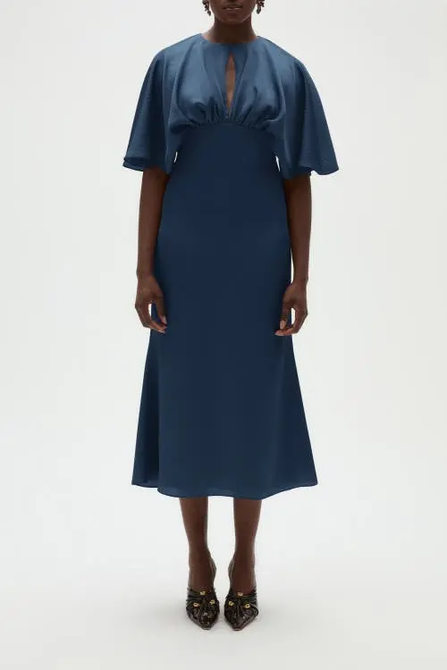 Amsale Hammered Satin Cocktail Dress - Petrol