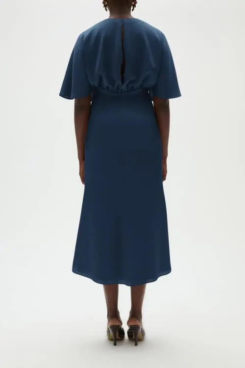Amsale Hammered Satin Cocktail Dress - Petrol
