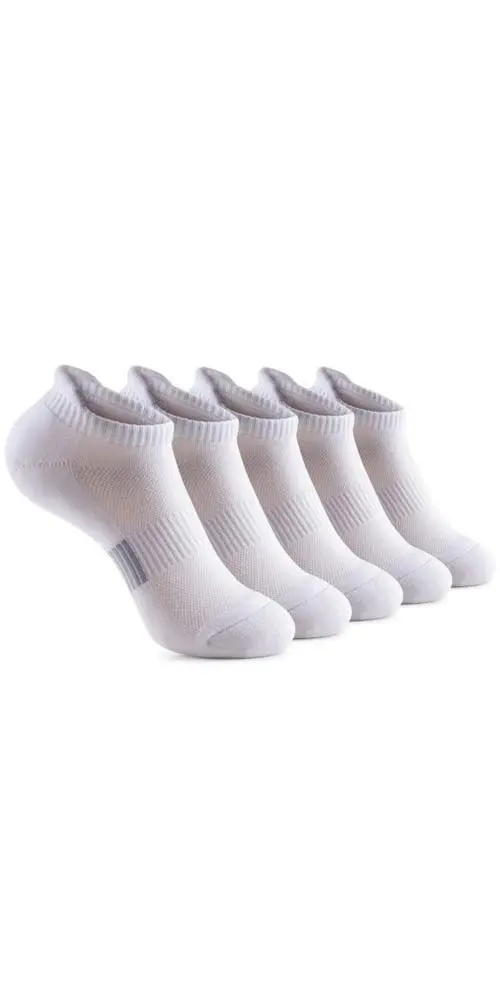 ZILPU Cushioned Performance Athletic Ankle Socks 5-pack - White