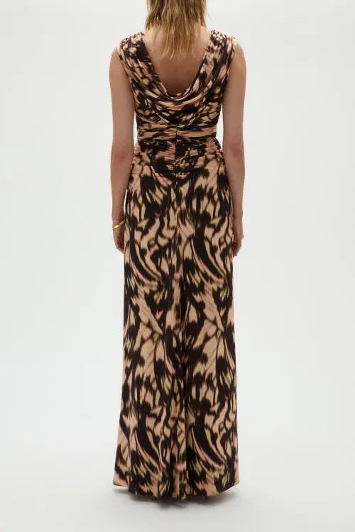 Amsale Printed Satin Jersey Dress