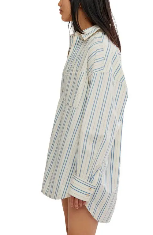 Free People Freddie Striped Cotton Shirt - Ivory Combo