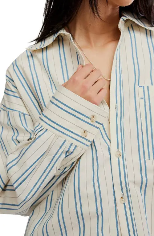 Free People Freddie Striped Cotton Shirt - Ivory Combo