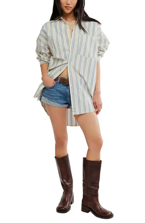Free People Freddie Striped Cotton Shirt - Ivory Combo