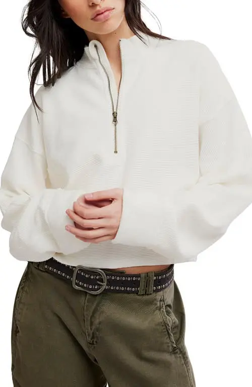 Free People Celeste Quarter-zip Pullover - Clean Ivory