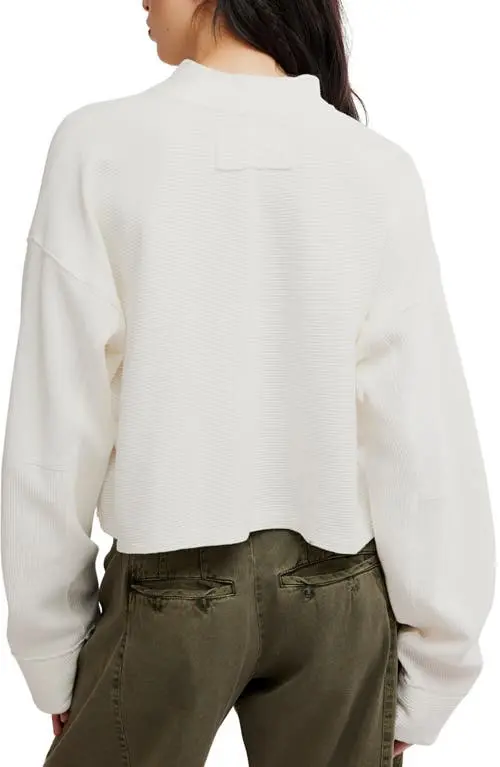 Free People Celeste Quarter-zip Pullover - Clean Ivory