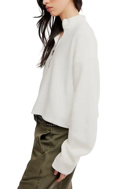 Free People Celeste Quarter-zip Pullover - Clean Ivory