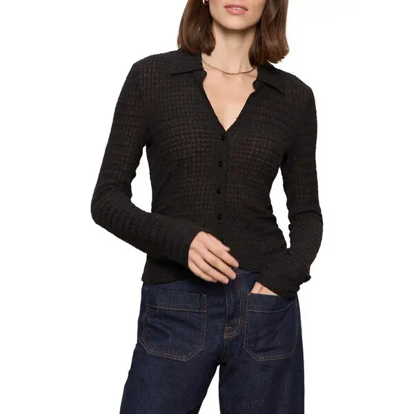 Sanctuary Juno Textured Button-up Top - Black